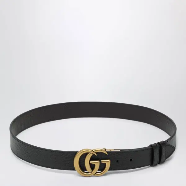 Gucci Reversible /brown Leather Belt With Double G Buckle - Black