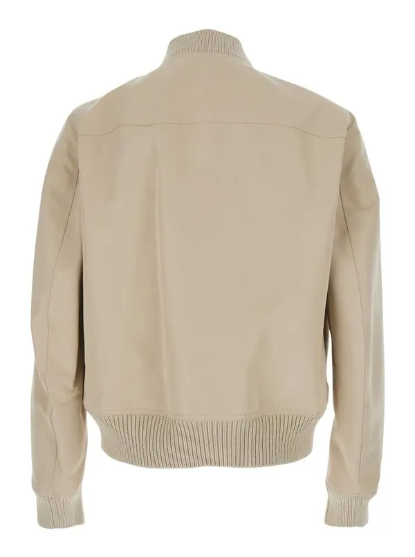 Rick Owens Heizer Flight Bomber Jacket With Bomber Collar And Two Zip Pockets On The Front In Beige Cotton Blend For - Cream