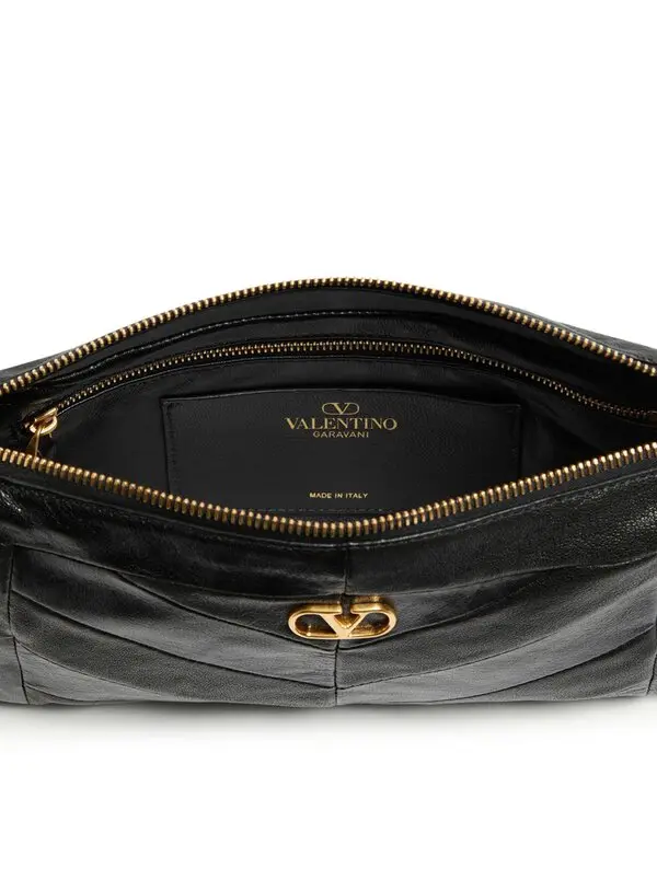 Valentino Garavani Panthea Small Chevron Nappa Shoulder Bag - Black