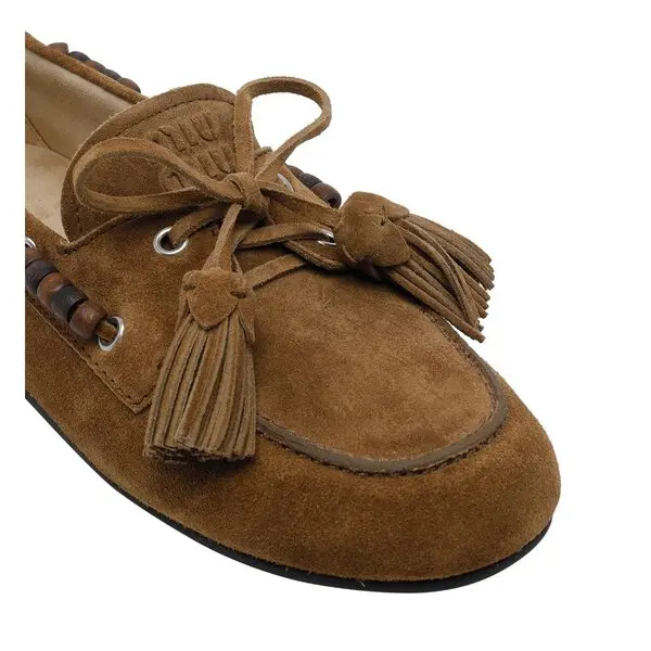 Miu Miu Suede Deck Loafers - Brown