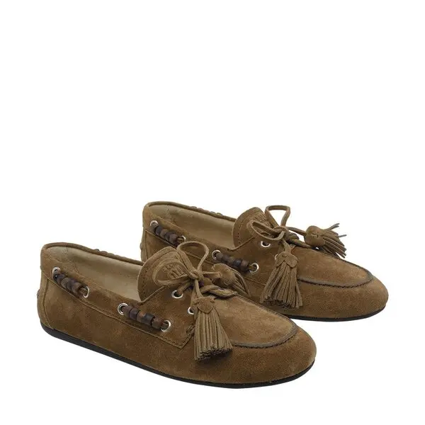 Miu Miu Suede Deck Loafers - Brown