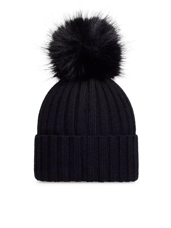 Moncler Wool Beanie With Pom Pom - Black