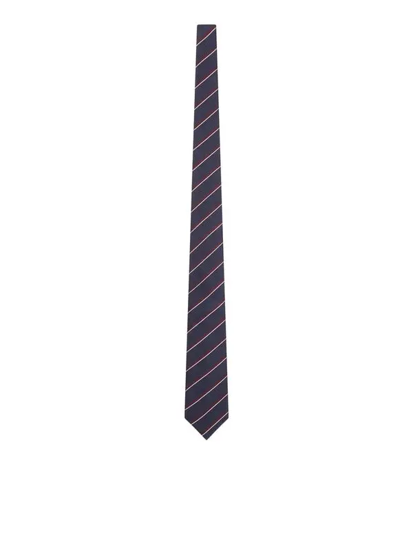 Giorgio Armani Silk Tie With Diagonal Stripes - Blue