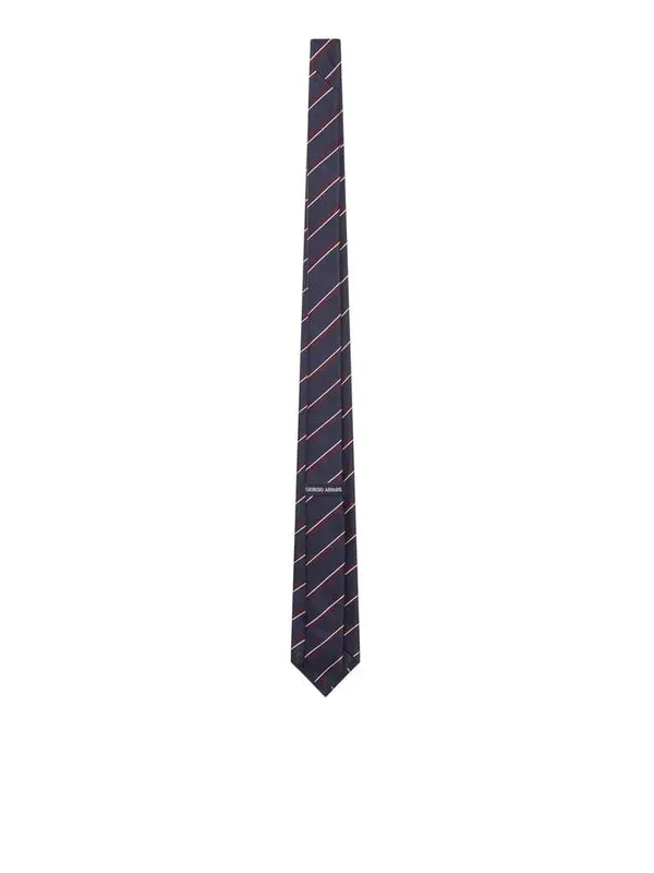 Giorgio Armani Silk Tie With Diagonal Stripes - Blue