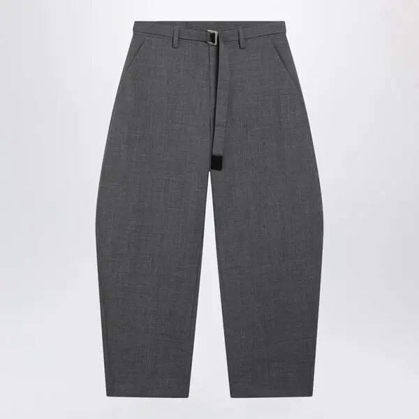 Sacai Grey Wool Trousers With Belt