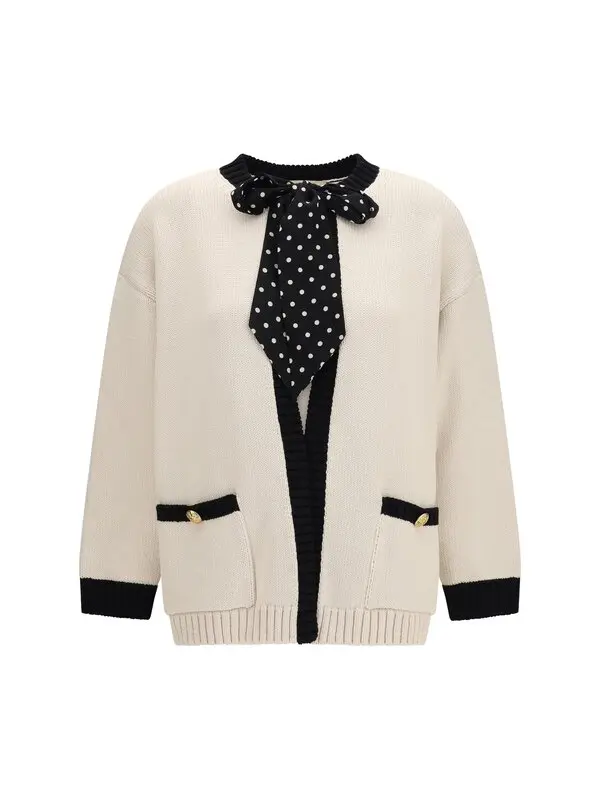 Valentino Garavani Open Polka-dot Bow Cardigan