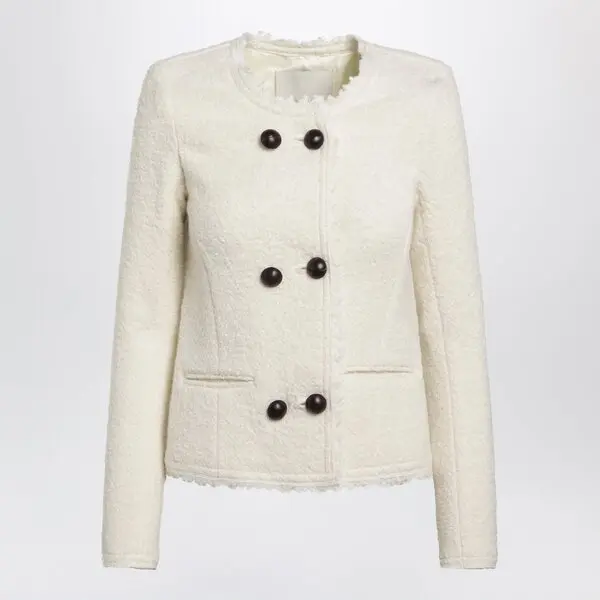 Isabel Marant Étoile Suely Boucle Jacket With Fringed Trim In Ecru - White