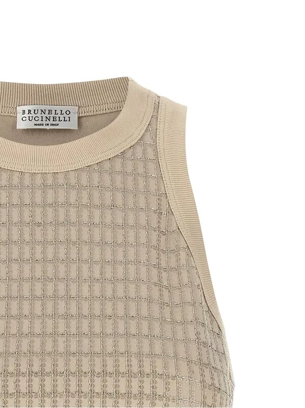 Brunello Cucinelli Dazzling Check Embroidery Top - Cream