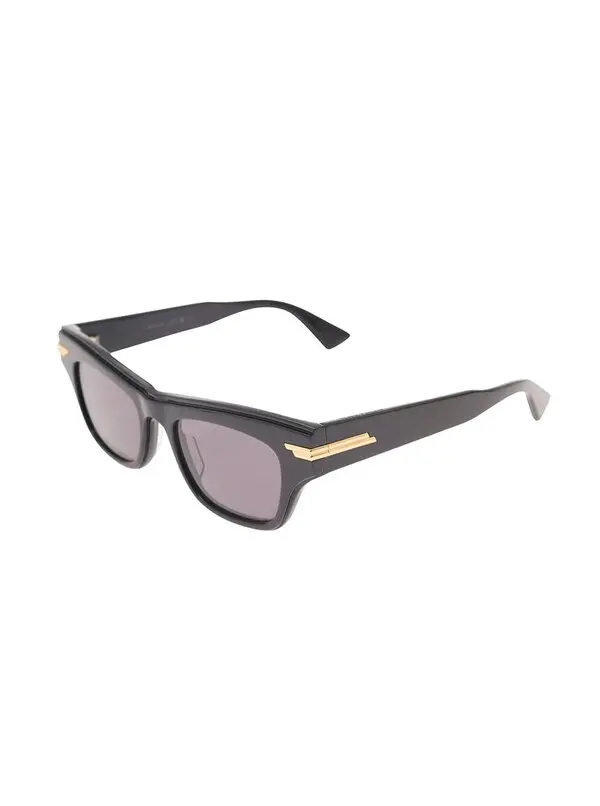 Bottega Veneta Bv1122s' Black Rectangular Sunglasses With Golden Detail In Acetate - Multicolor