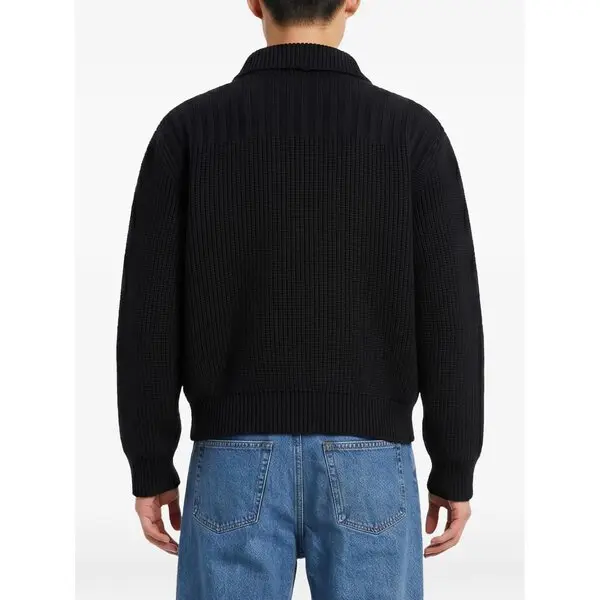 Dries Van Noten Ribbed Knit Wool Cardigan - Black
