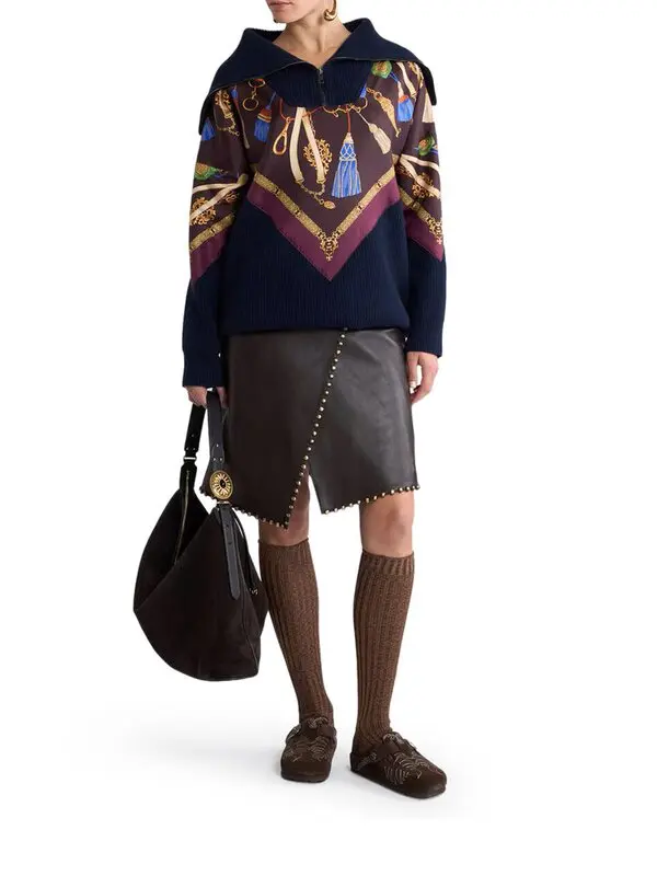 Etro Short Studded Leather Skirt