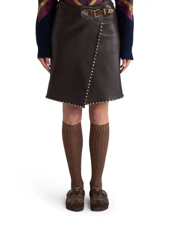 Etro Short Studded Leather Skirt