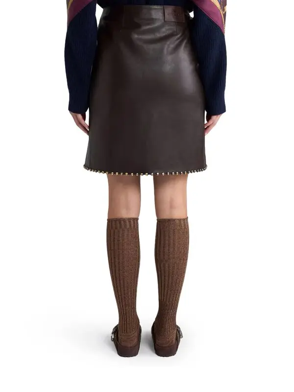 Etro Short Studded Leather Skirt