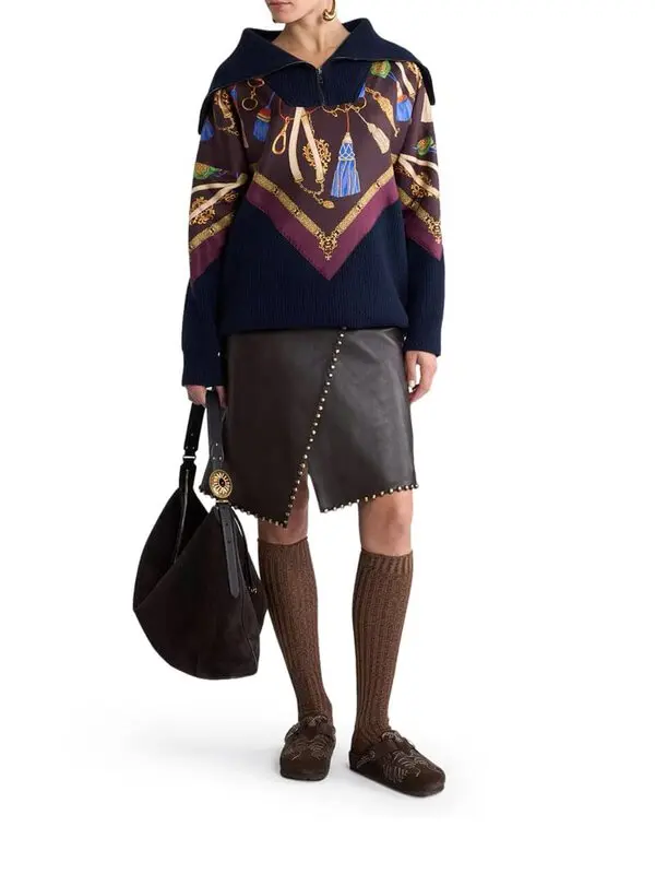 Etro Short Studded Leather Skirt - Black