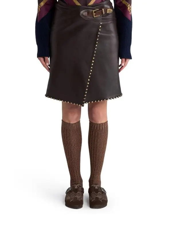 Etro Short Studded Leather Skirt - Black