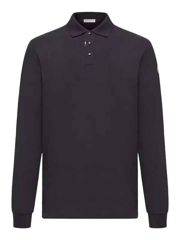 Moncler Cotton Piqué Polo Shirt With Logo - Blue