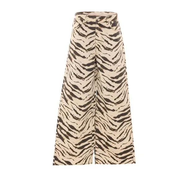 GANNI Lari Wide Jeans In Zebra Denim - Cream