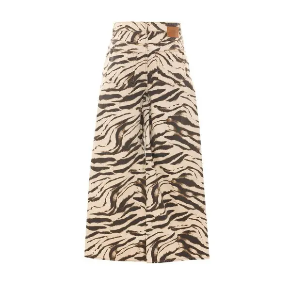 GANNI Lari Wide Jeans In Zebra Denim - Cream