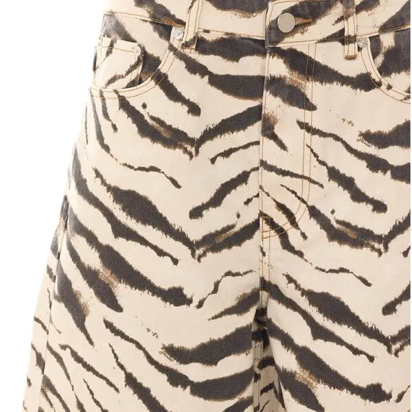 GANNI Lari Wide Jeans In Zebra Denim - Cream