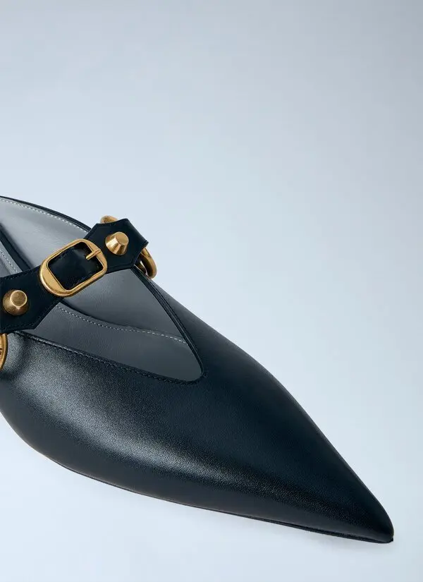 Balenciaga City Leather Mules - Black