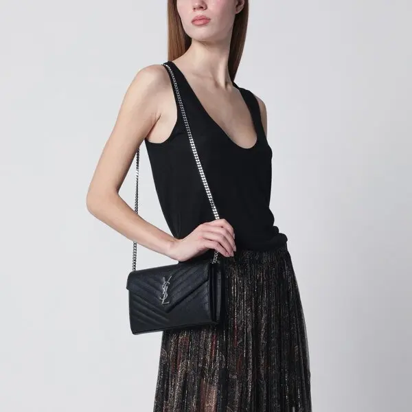 Saint Laurent Cassandre Chain Clutch - Black