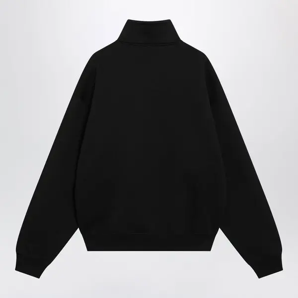 Jacquemus Zip-neck Sweatshirt With Gros Grain Logo - Black