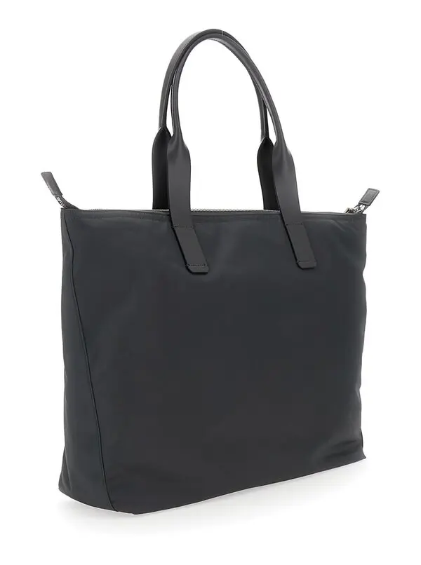 Dolce & Gabbana Grey Tote Bag With Two Top Handles And Logo Plaque On The Front In Tech Fabric - Gray