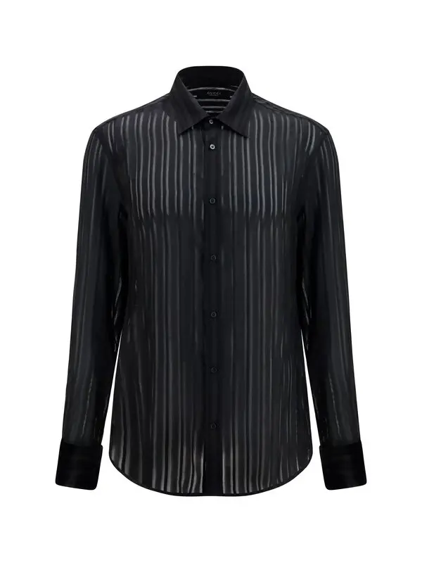 Gucci Striped Silk Gauze Shirt - Black