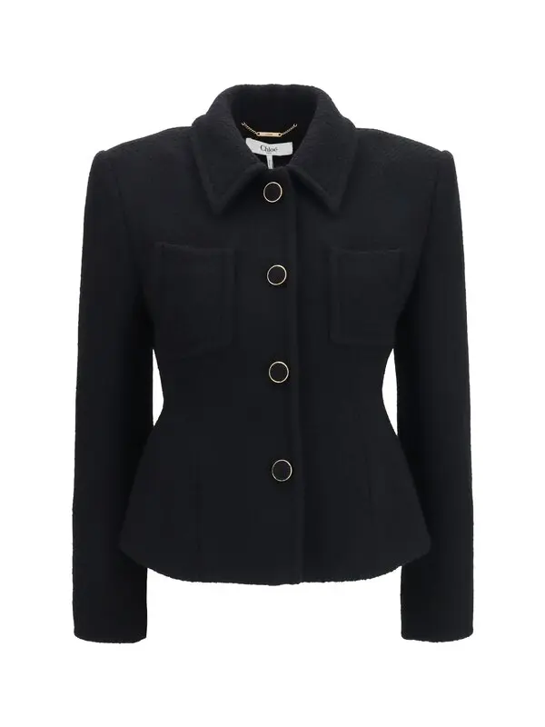 Chloé Cropped Single-breasted Blazer With Fabric Buttons - Black