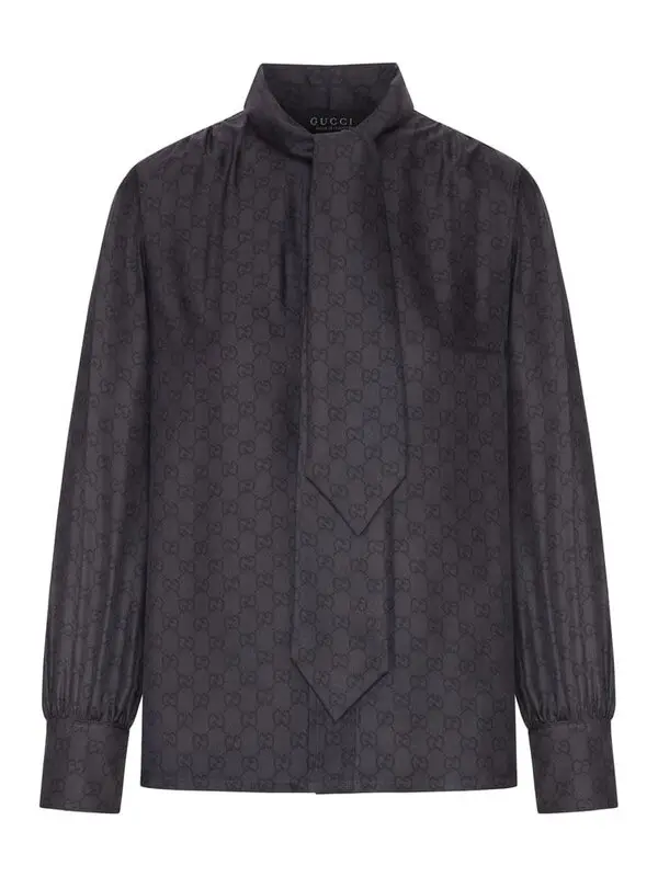 Gucci Printed Silk Twill Shirt - Black