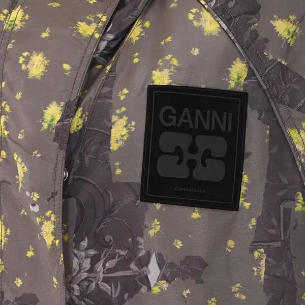 GANNI Printed Nylon Flyweight Jacket - Black