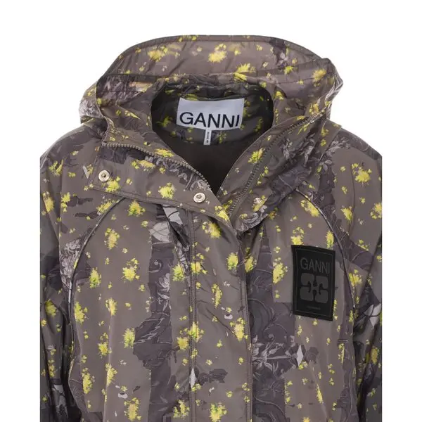 GANNI Printed Nylon Flyweight Jacket - Black