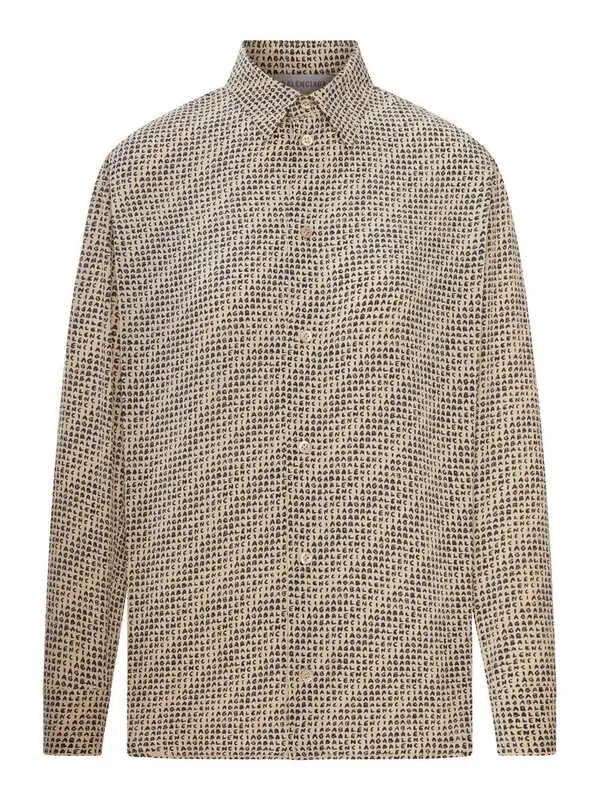 Balenciaga Monogram Shirt In Silk Crepe - Multicolor