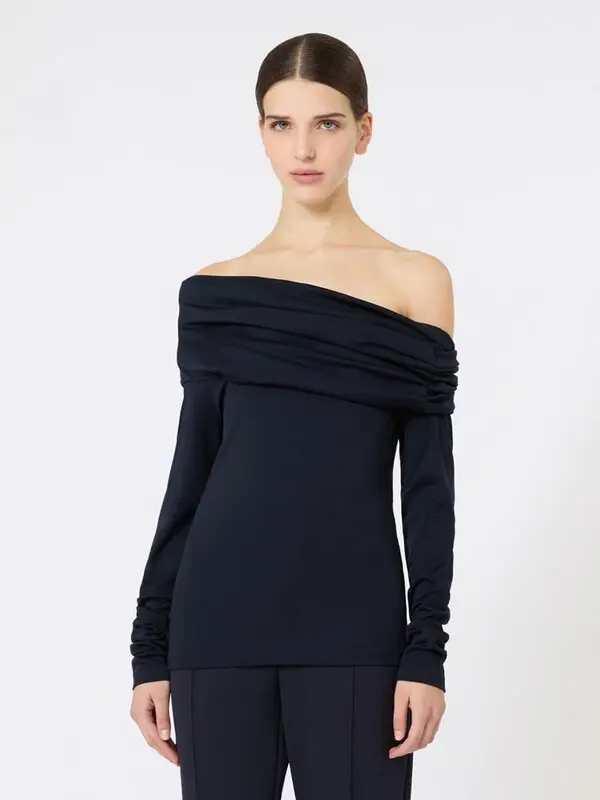 Max Mara Wool Off-the-shoulder Draped Top
