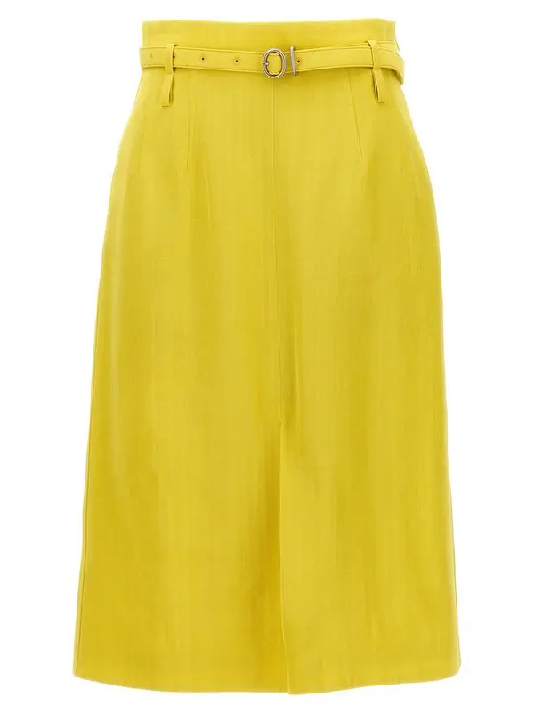 JIL SANDER Belted Skirt - Yellow