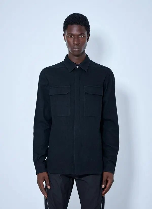 Rick Owens Wool Blend Overshirt - Black
