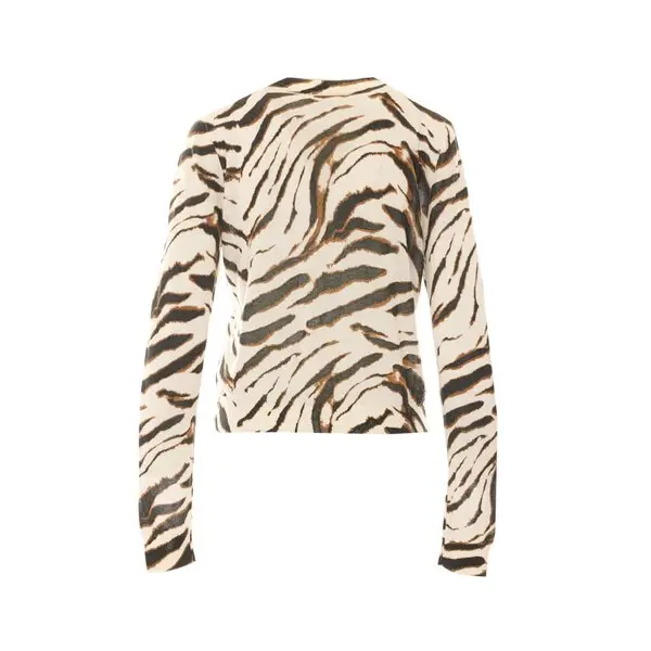 GANNI Zebra Printed Cardigan With Logo - Multicolor