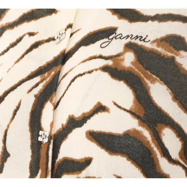 GANNI Zebra Printed Cardigan With Logo - Multicolor