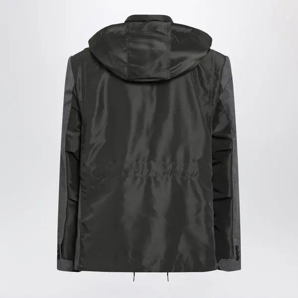 Sacai Grey/khaki Wool And Nylon Jacket