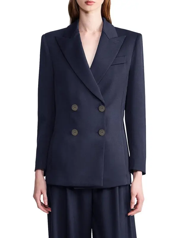 Giorgio Armani Double-breasted Wool Blazer With Peak Lapel
