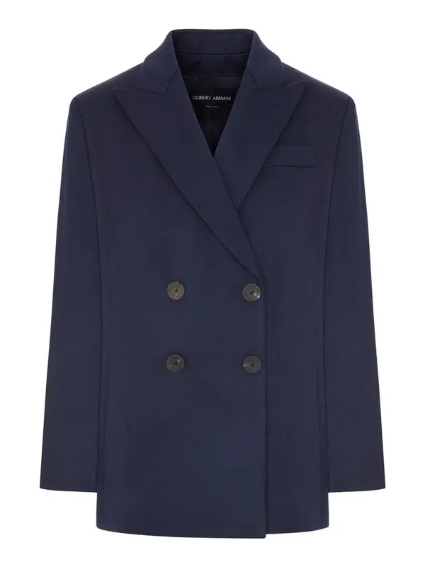 Giorgio Armani Double-breasted Wool Blazer - Blue