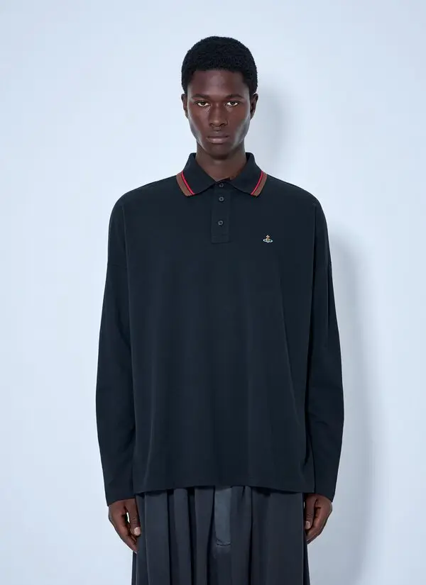 VIVIENNE WESTWOOD Long Sleeve Polo Shirt - Black