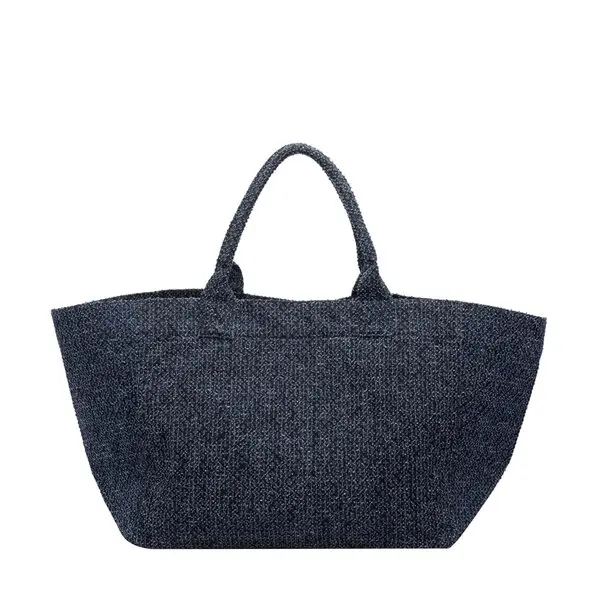 GANNI Tweed Denim Shopper Bag - Blue