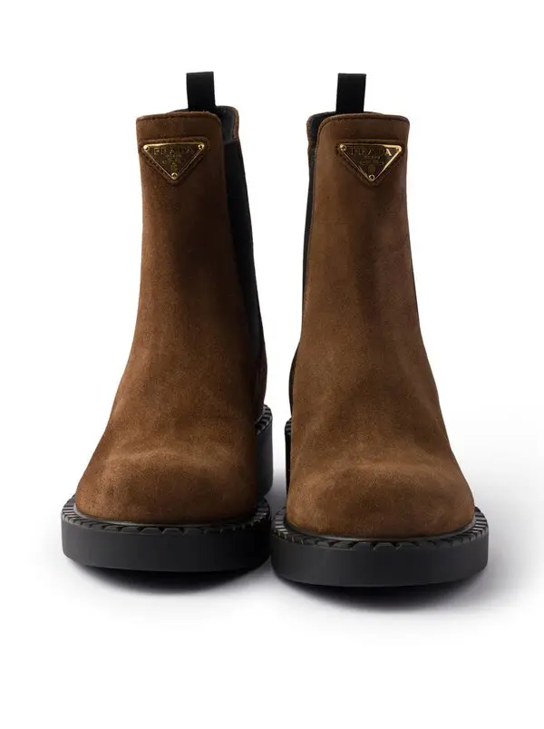 Prada Chocolate Suede Ankle Boots