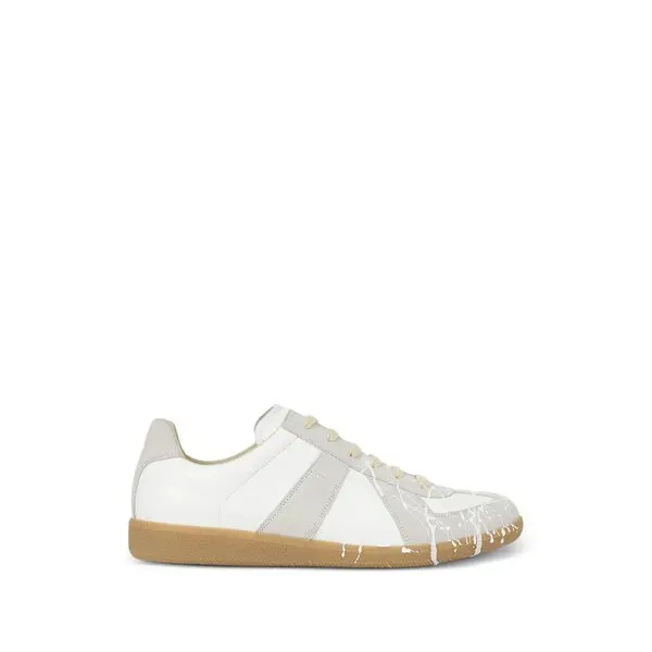 MAISON MARGIELA Leather Paint-splatter Low-tops - White