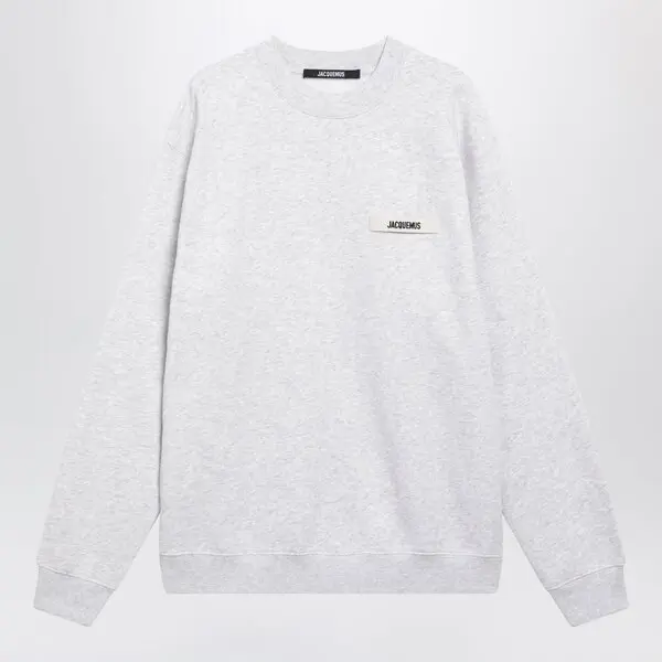 Jacquemus Grey Crewneck Sweatshirt With Grosgrain Logo - Gray