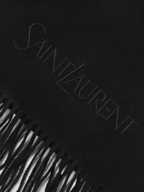 Saint Laurent Cashmere Scarf With Embroidered Logo