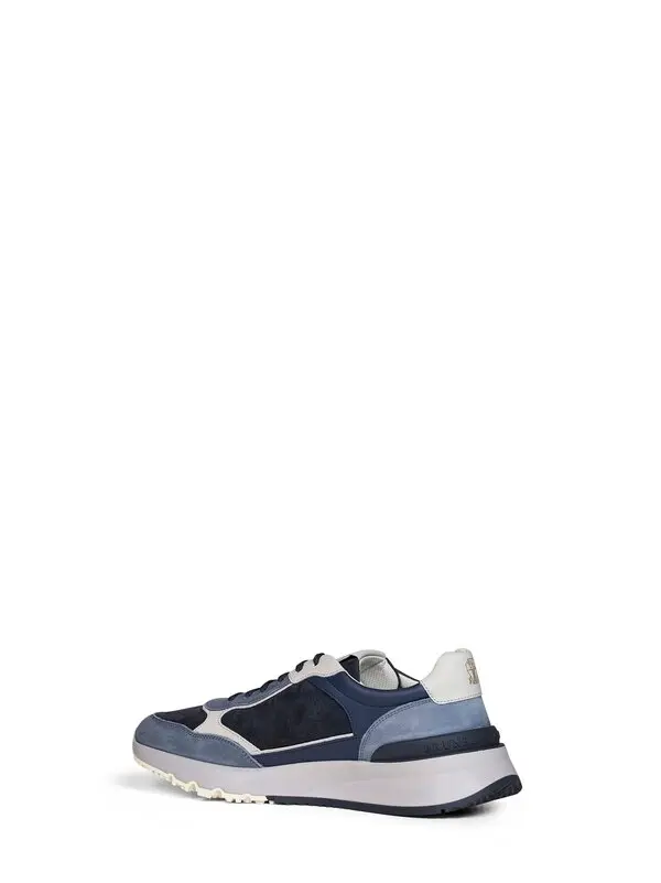 Brunello Cucinelli Blue Nubuck And Suede Sneakers