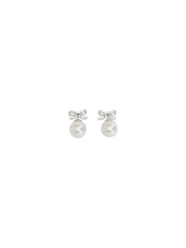 SELF-PORTRAIT Crystal Bow Earrings With Pearl