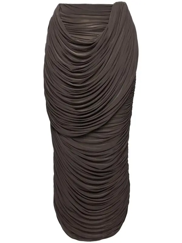 Magda Butrym Cupro Midi Skirt - Brown